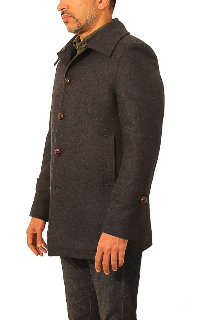 Men's car coat in 100% wool for maximum protection