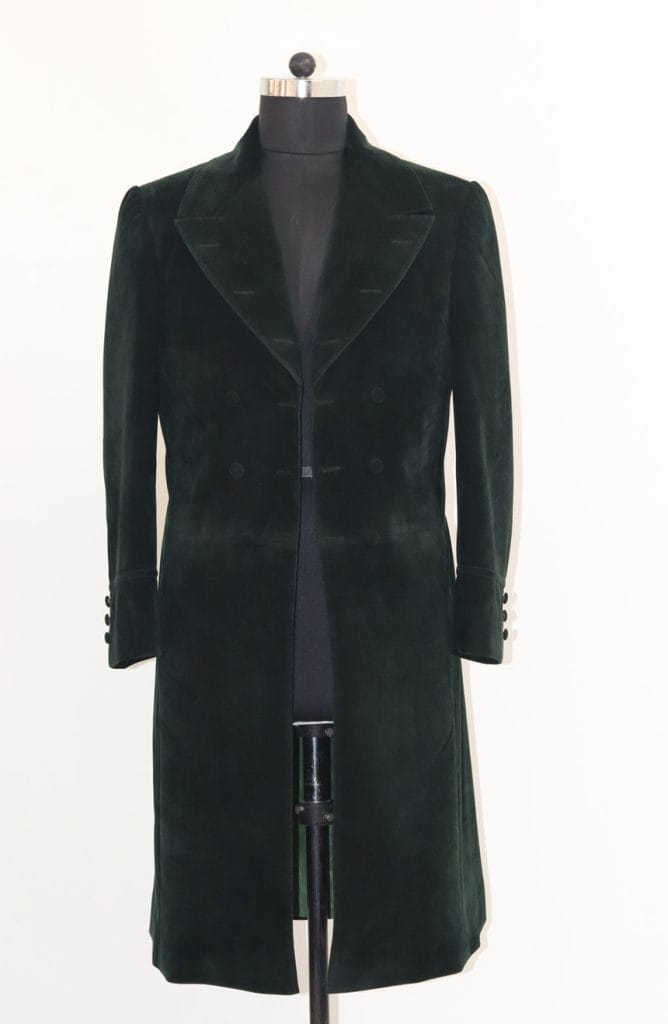 Forest Green Velvet Frock Coat - Luxurious and Sophisticated